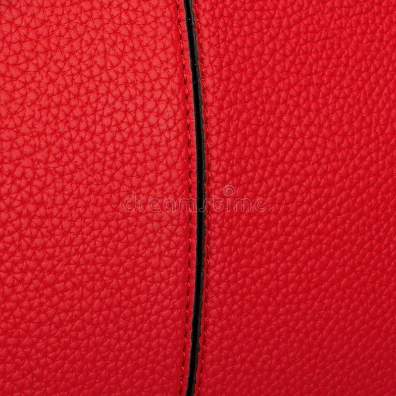 Texture Bright Red Skin with One Black Neat Stitch Stock Photo - Image ...