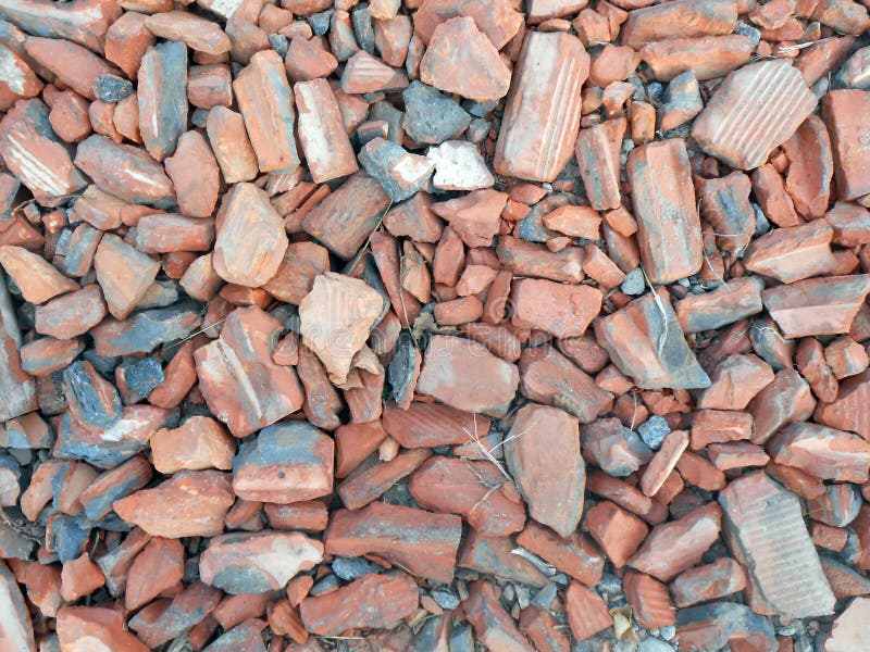 Texture of Broken Red Bricks Stock Image - Image of construction ...