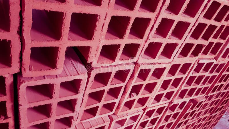 The Bricks are Stacked on Wooden Pallets and Prepared for Sale. Clay ...