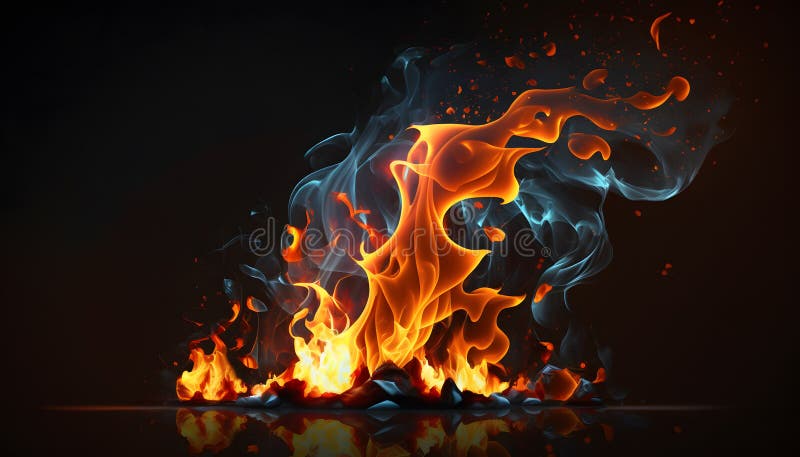 Texture of Burn Fire with Particles Embers. Flames on Isolated Black ...