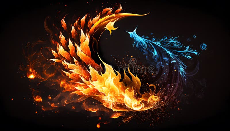 Texture of Burn Fire with Particles Embers. Flames on Isolated Black ...