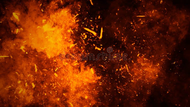 Texture of Burn Fire with Particles Embers. Flames on Isolated Black ...