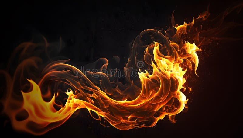 Texture of Burn Fire with Particles Embers. Flames on Isolated Black ...
