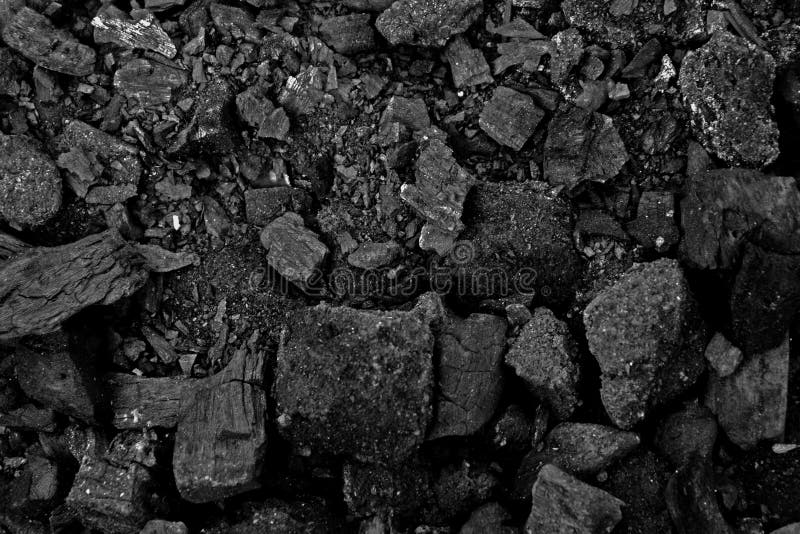 Texture of Burnt Coal in a Fire. Dark Black Background. Stock Image ...