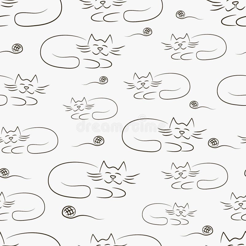 Texture with cats stock vector. Illustration of draft - 52855545