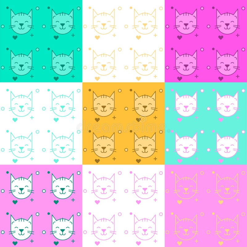 Texture with cats stock vector. Illustration of colors - 95231121