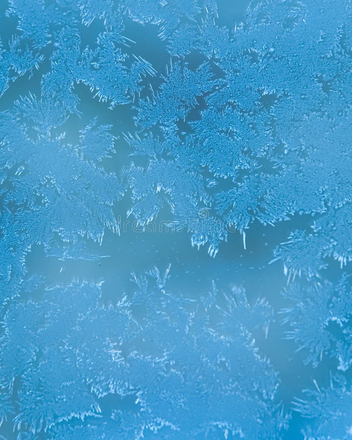 Patterns on a Frozen Window. Stock Photo - Image of pane, blue: 264142104