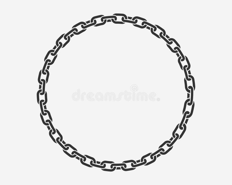 Texture Chain Round Frame. Circle Border Chains Silhouette Black and ...
