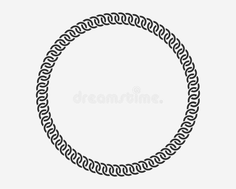 Texture Chain Round Frame. Circle Border Chains Silhouette Black and ...