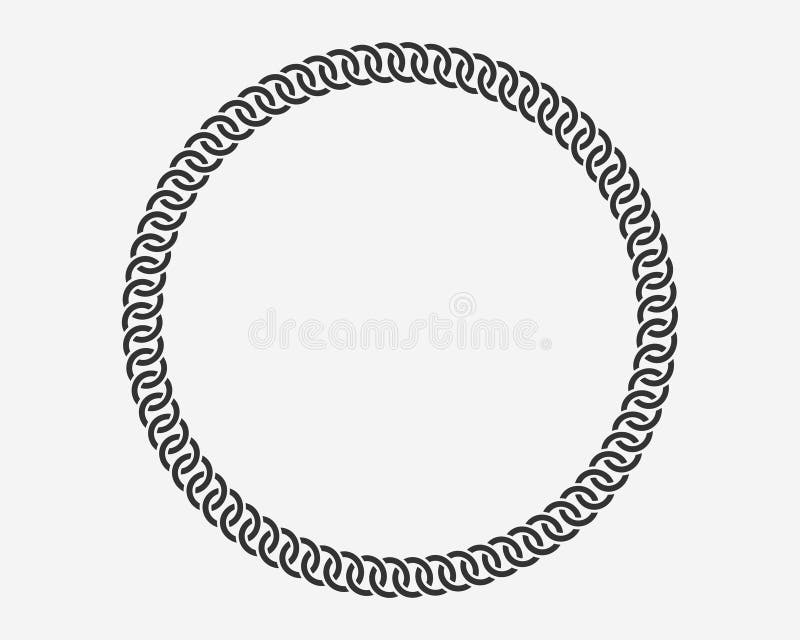 Texture Chain Round Frame. Circle Border Chains Silhouette Black and ...