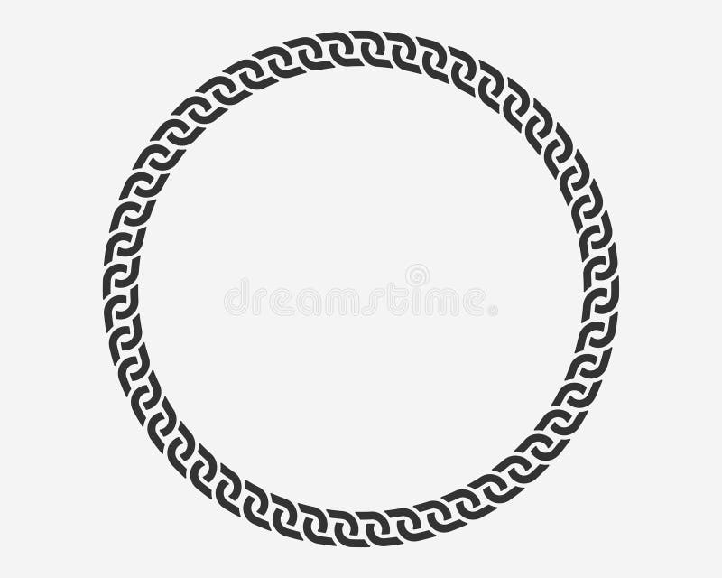 Texture Chain Round Frame. Circle Border Chains Silhouette Black and ...