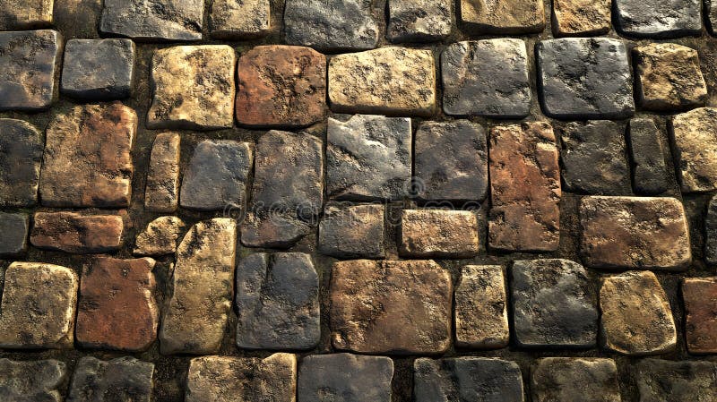 Texture of Cobblestone Pavement with Gray and Brown Stones Aged Surface ...
