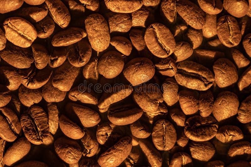 Texture of Coffee Beans, Light Soft Light and Steam from Coffee. Stock ...