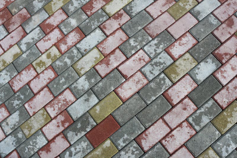 The Texture of Colored Paving Slabs on a Street Base. Concrete Pavement ...