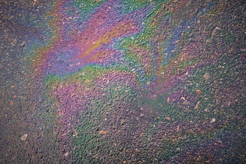 Texture of Colorful Petrol Oil Spill on Wet Pavement Stock Image - Image of chemical, spill ...