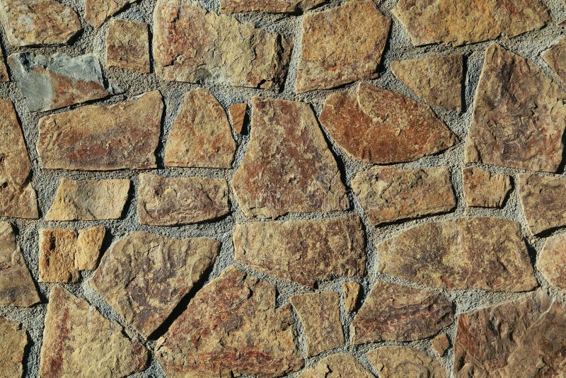 Texture of Concrete Wall Decorated with Stones As Background, Closeup ...
