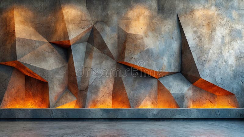 The Texture of the Concrete Wall with a Geometric Relief that Gives the ...