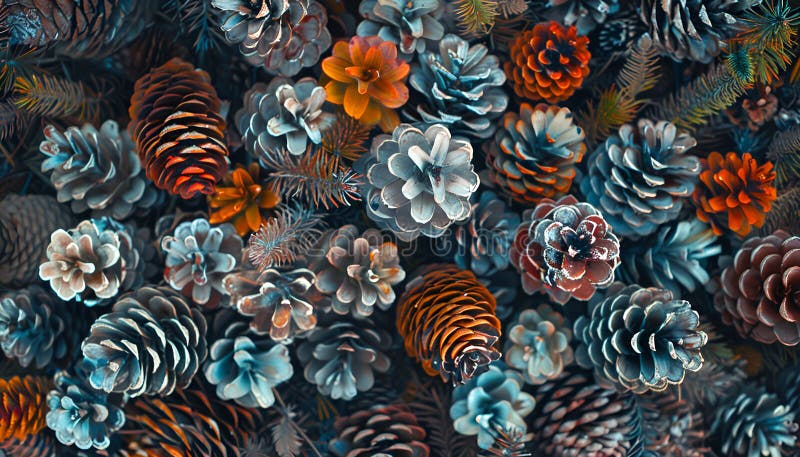 The Texture of Cones, Pine Cones in Forest, Many Multi-colored Large ...