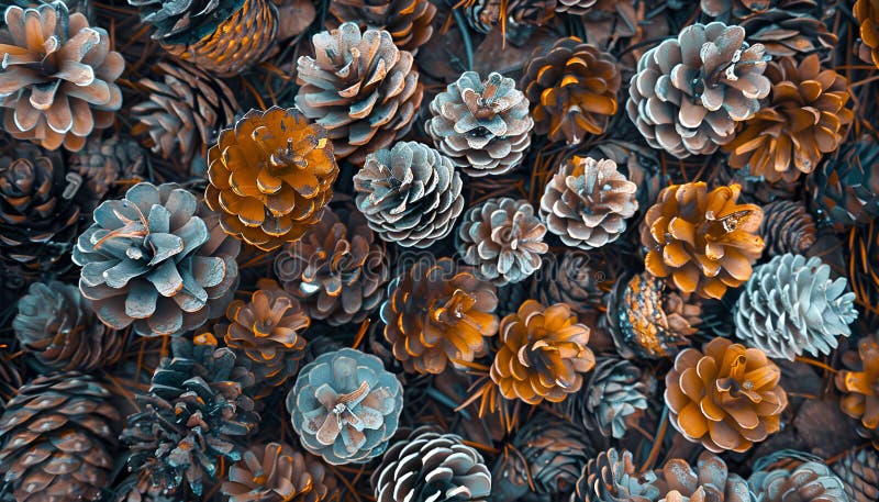 The Texture of Cones, Pine Cones in Forest, Many Multi-colored Large ...