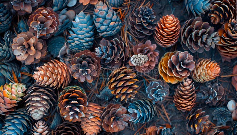 The Texture of Cones, Pine Cones in Forest, Many Multi-colored Large ...