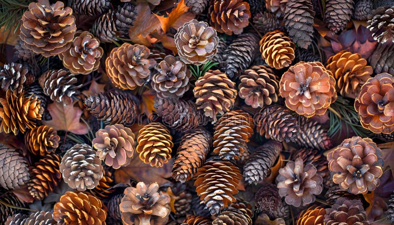 The Texture of Cones, Pine Cones in Forest, Many Multi-colored Large ...