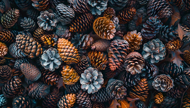 The Texture of Cones, Pine Cones in Forest, Many Multi-colored Large ...