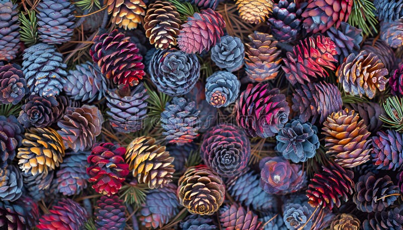 The Texture of Cones, Pine Cones in Forest, Many Multi-colored Large ...