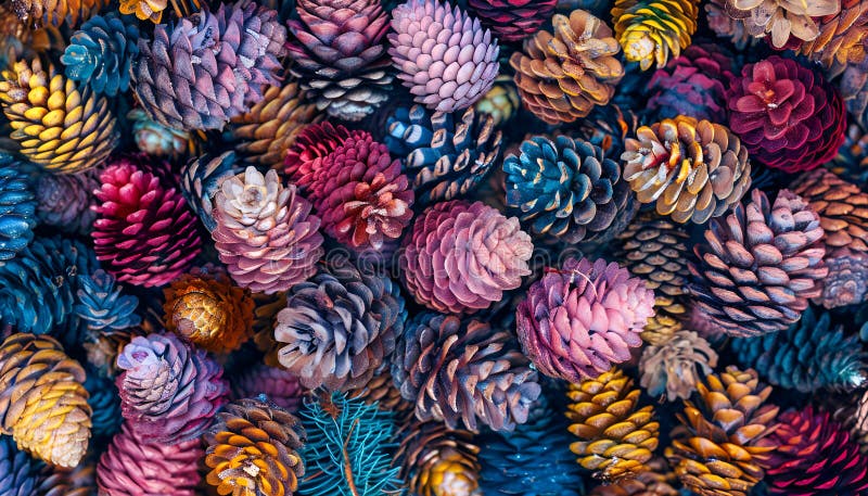 The Texture of Cones, Pine Cones in Forest, Many Multi-colored Large ...