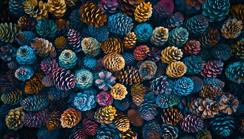 The Texture of Cones, Pine Cones in Forest, Many Multi-colored Large ...