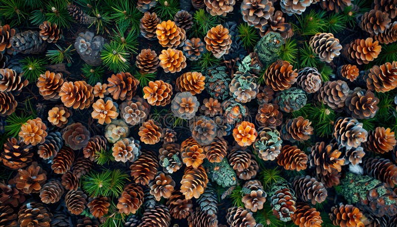 The Texture of Cones, Pine Cones in Forest, Many Multi-colored Large ...