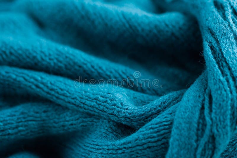 The Texture of a Cozy Warm Blue Scarf Stock Image - Image of material ...