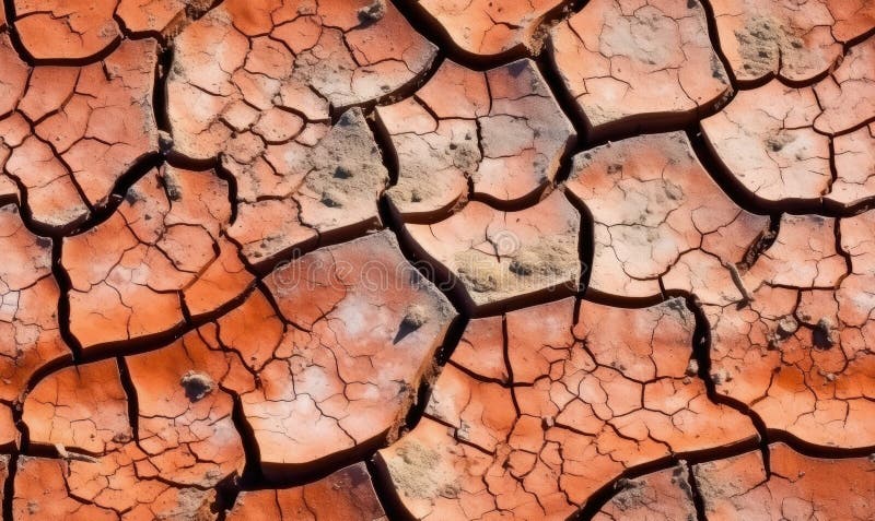 Texture of Cracked Ground. Dried Soil Orange Color. for Banner ...