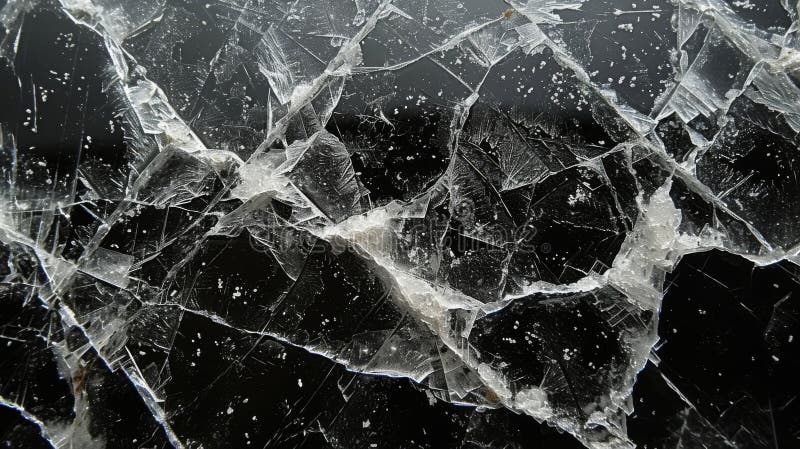 Texture of Cracked Ice Resembling a Frozen Spider Web with Intricate ...