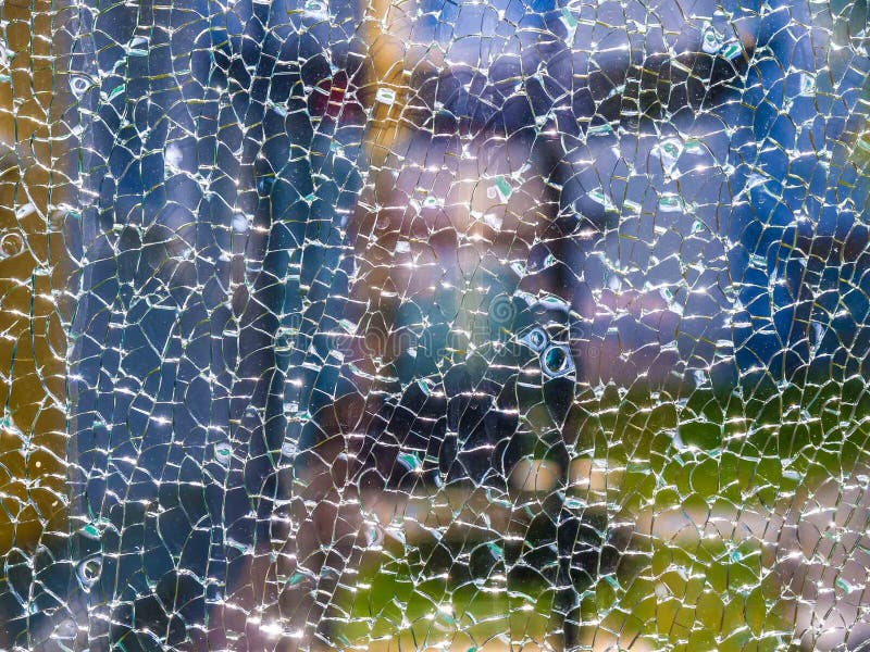 Texture of Cracked Window Glass Pattern on Transparent Window Stock ...