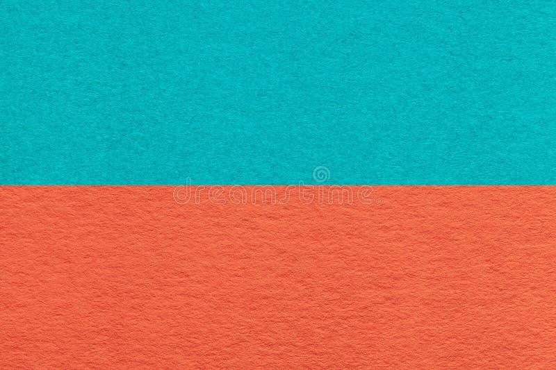 Texture of Craft Orange and Cyan Paper Background, Half Two Colors ...