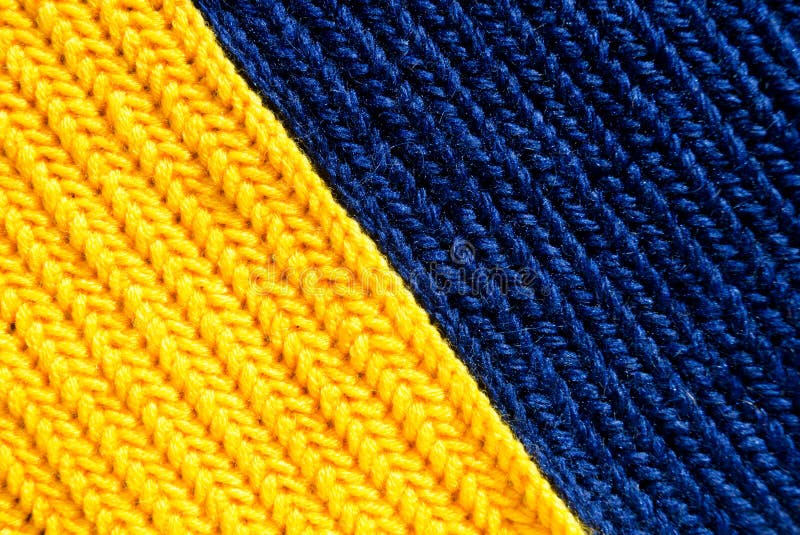 Texture of a Crochet Pattern Made from Yellow and Blue Wool Yarn Stock ...