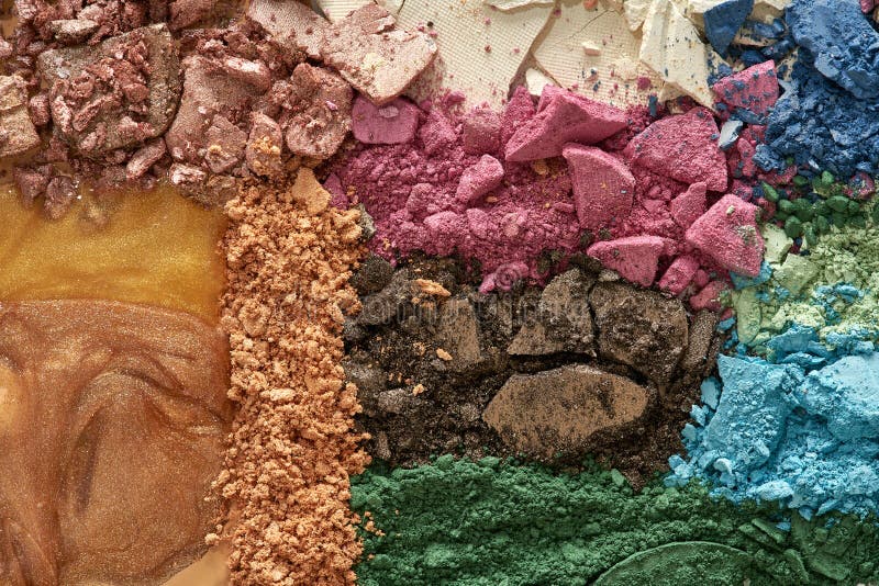 The Texture of Crumbled and Crushed Multi-colored Eyeshadows. Stock ...