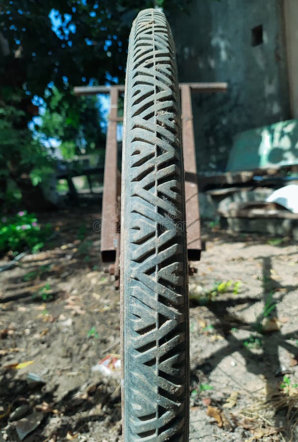 The Texture of Cycle Tire Standing in Sunlight Stock Photo - Image of ...