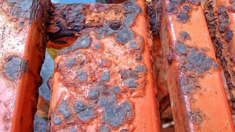 The Texture of the Damaged and Rusty Metal Surface. Orange and Brown ...