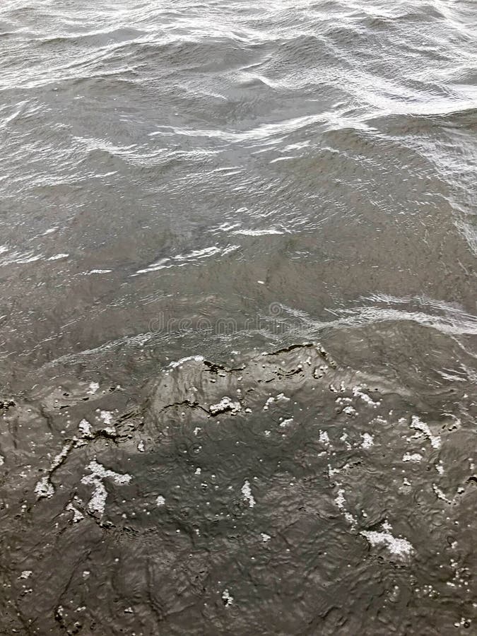 Texture of Dark Black Cold Water with Waves of Ripples Rippling. the ...