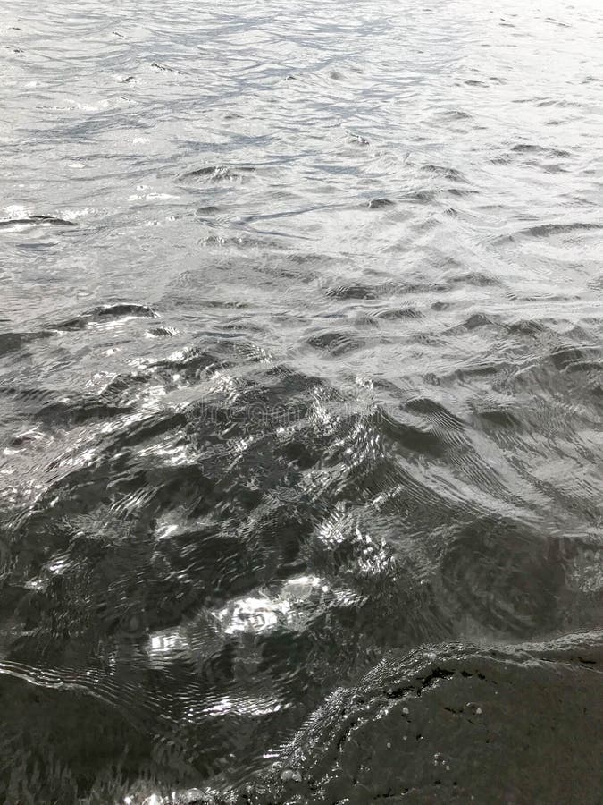 Texture of Dark Black Cold Water with Waves of Ripples Rippling. the ...