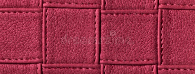 Texture of Dark Red Leather Background with Square Pattern and Stitch ...