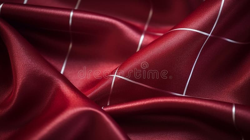 Texture of a Dark Red Luxury Silk Textile Material with White Strips ...