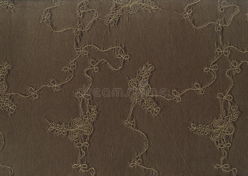 Texture of Dark Silk Fabric with an Oversized Embroidered Floral ...