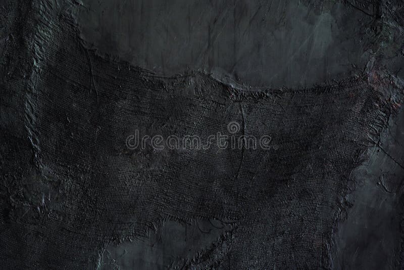 The Texture of a Dark Wall with Fragments of Pasted Canvas. Flat Frame ...