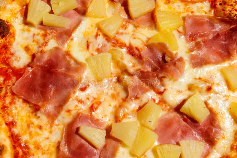 Texture of Delicious Fresh Hawaiian Pizza with Sausage, Pineapple and ...