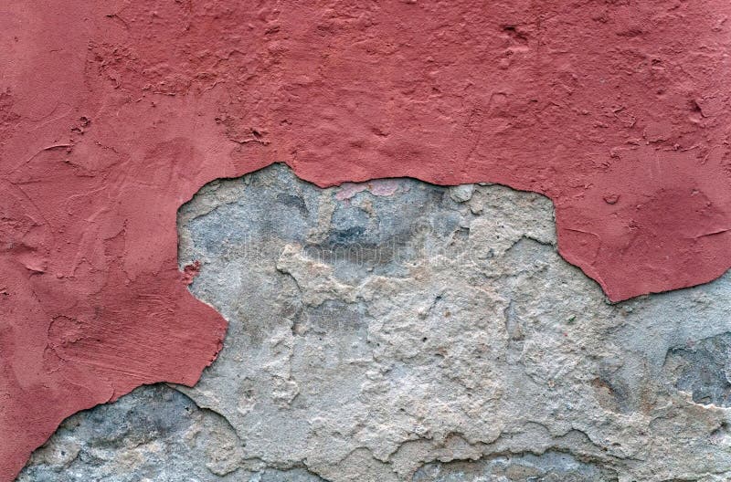 Texture of Destroyed Red Plaster on a Concrete Wall. Stock Image ...
