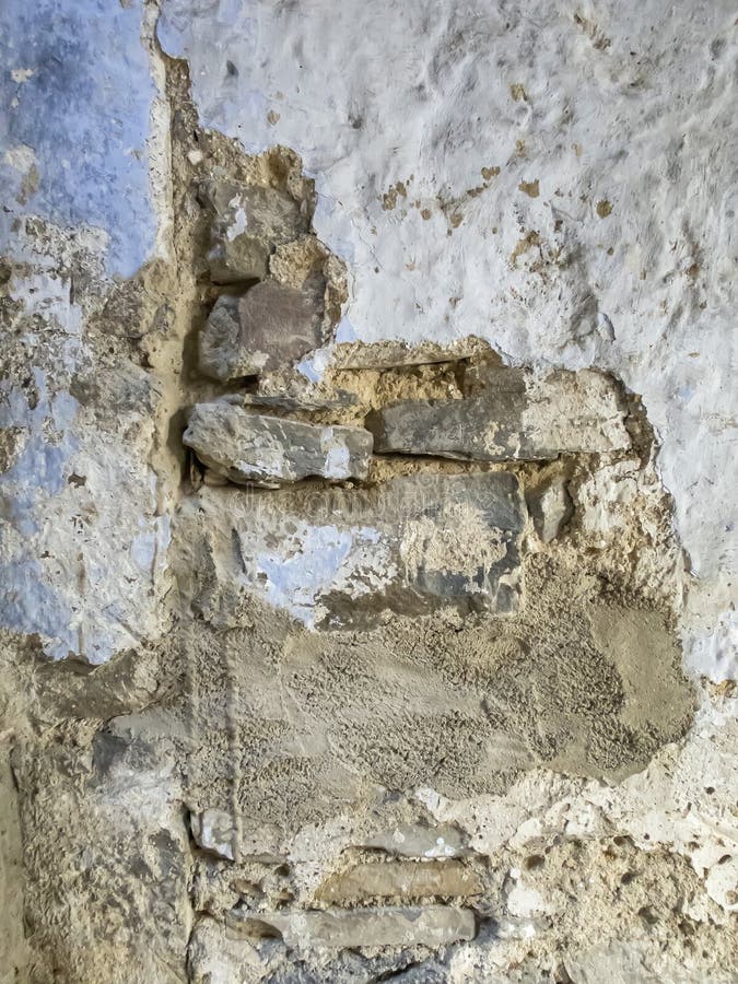 Texture of a Deteriorated Old Wall, with a Partially Repaired Spalling ...