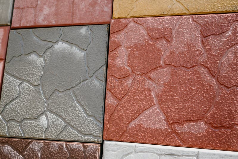 Texture of Different Colored Patterned Paving Slabs . Modern Road ...