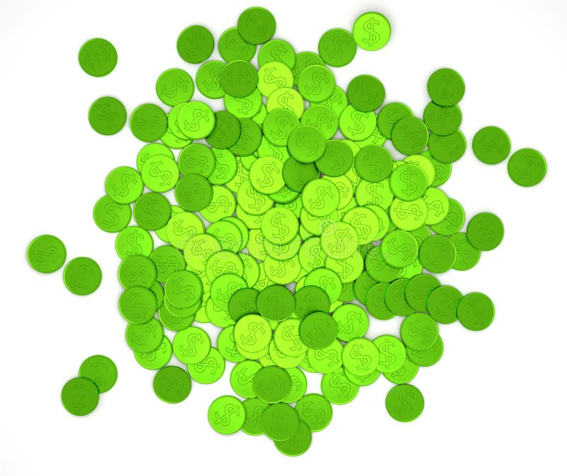 Green Coin With A Dollar Sign Stock Illustration - Illustration of ...